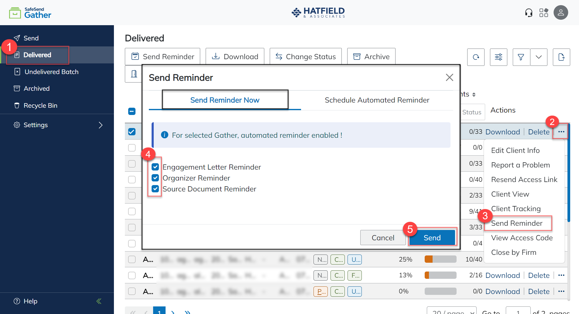 Adjusting Reminder Settings – SafeSend Gather