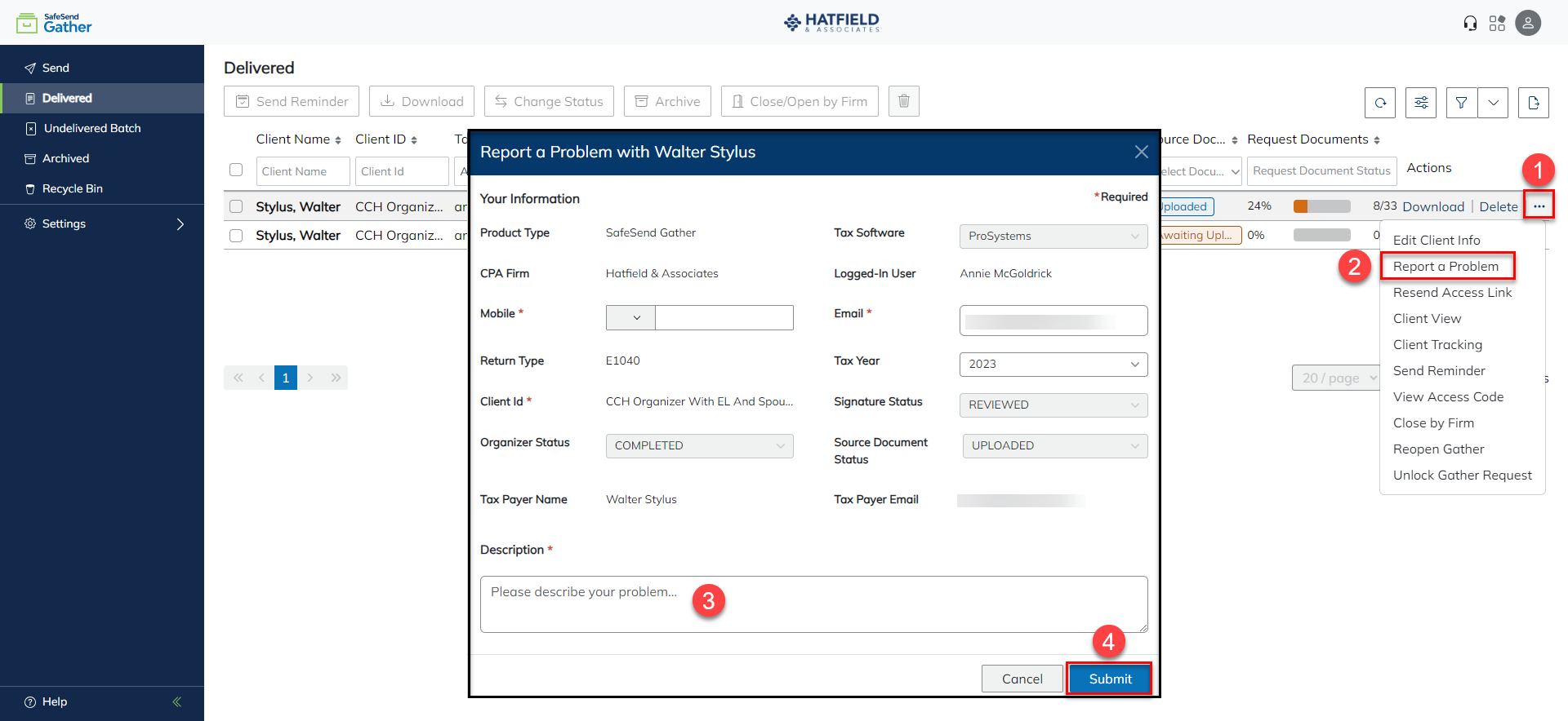 Delivered Gather Report Overview – SafeSend Gather